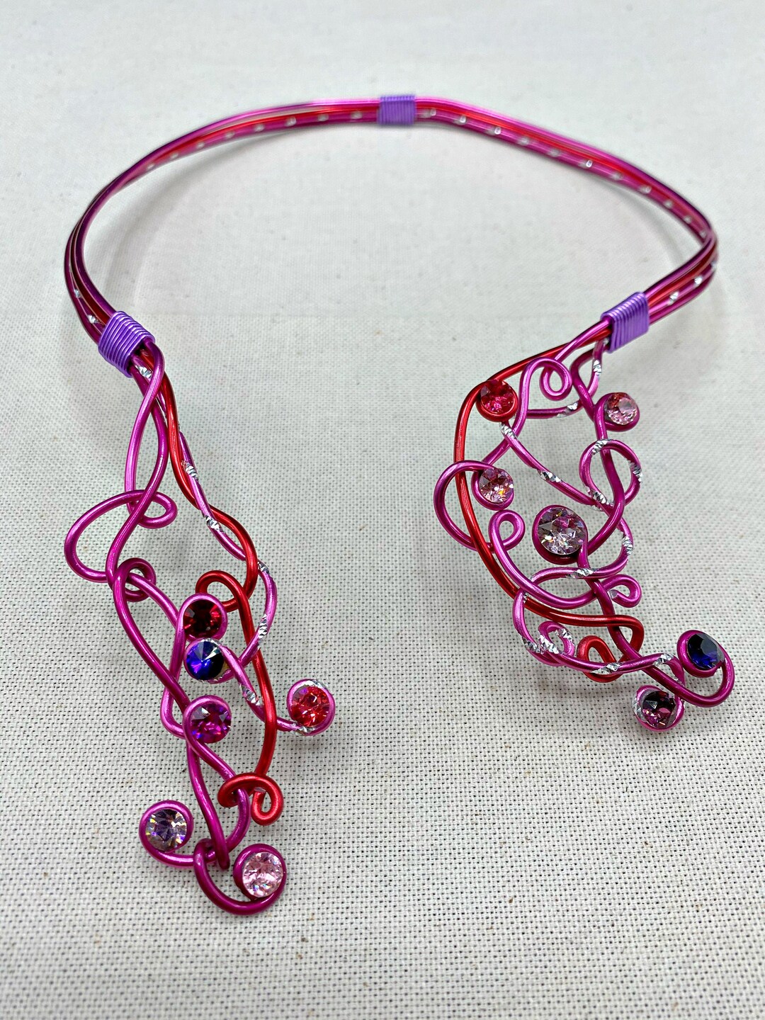 Pink and Swarovski Anodized Aluminum Necklace - Etsy