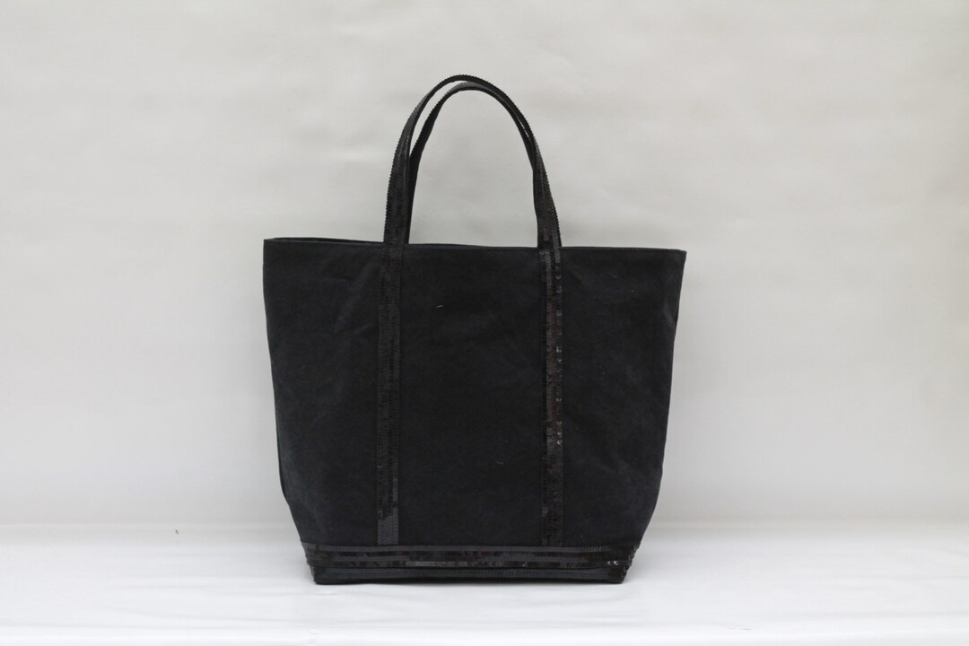Bag in Washed Cotton Canvas VB Black With Sequin VB Black - Etsy