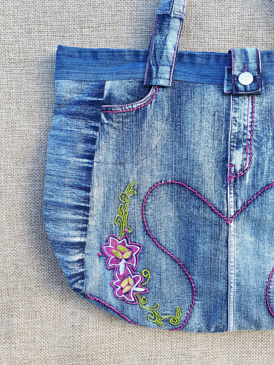 Gorgeous Ladies Bag Made of Boiled Denim With Embroidery With Silk ...