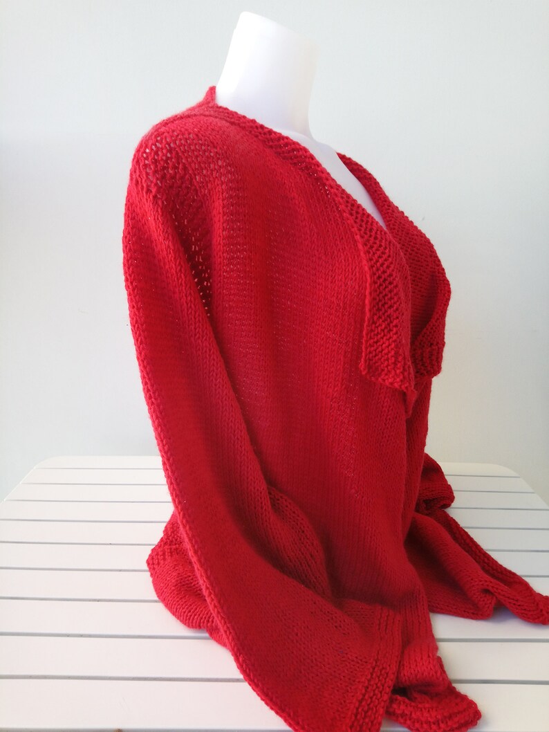 Red Asymmetric Cardigan - Etsy
