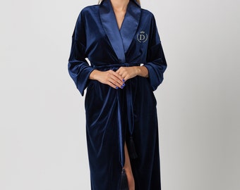 Navy Blue Long Robe | Etsy