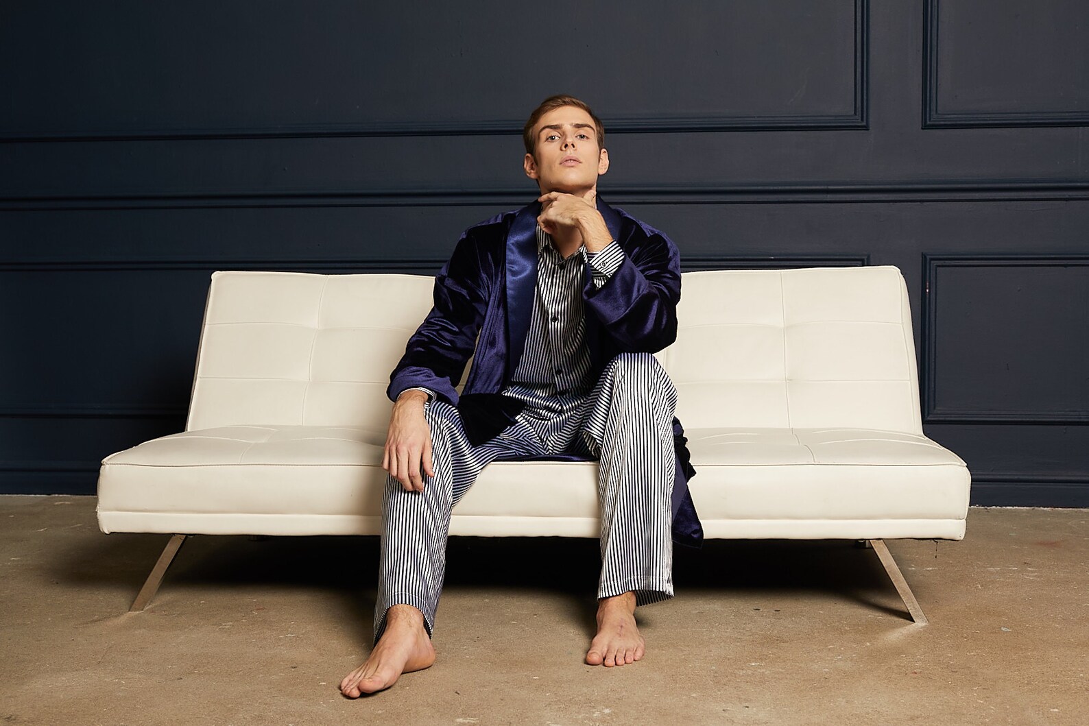 Mens Navy Blue Personalized Velvet Robeman Luxury Robe Men - Etsy