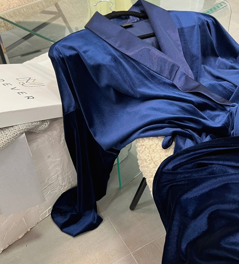 Mens Navy Blue Personalized Velvet Robeman Luxury Robe Men - Etsy