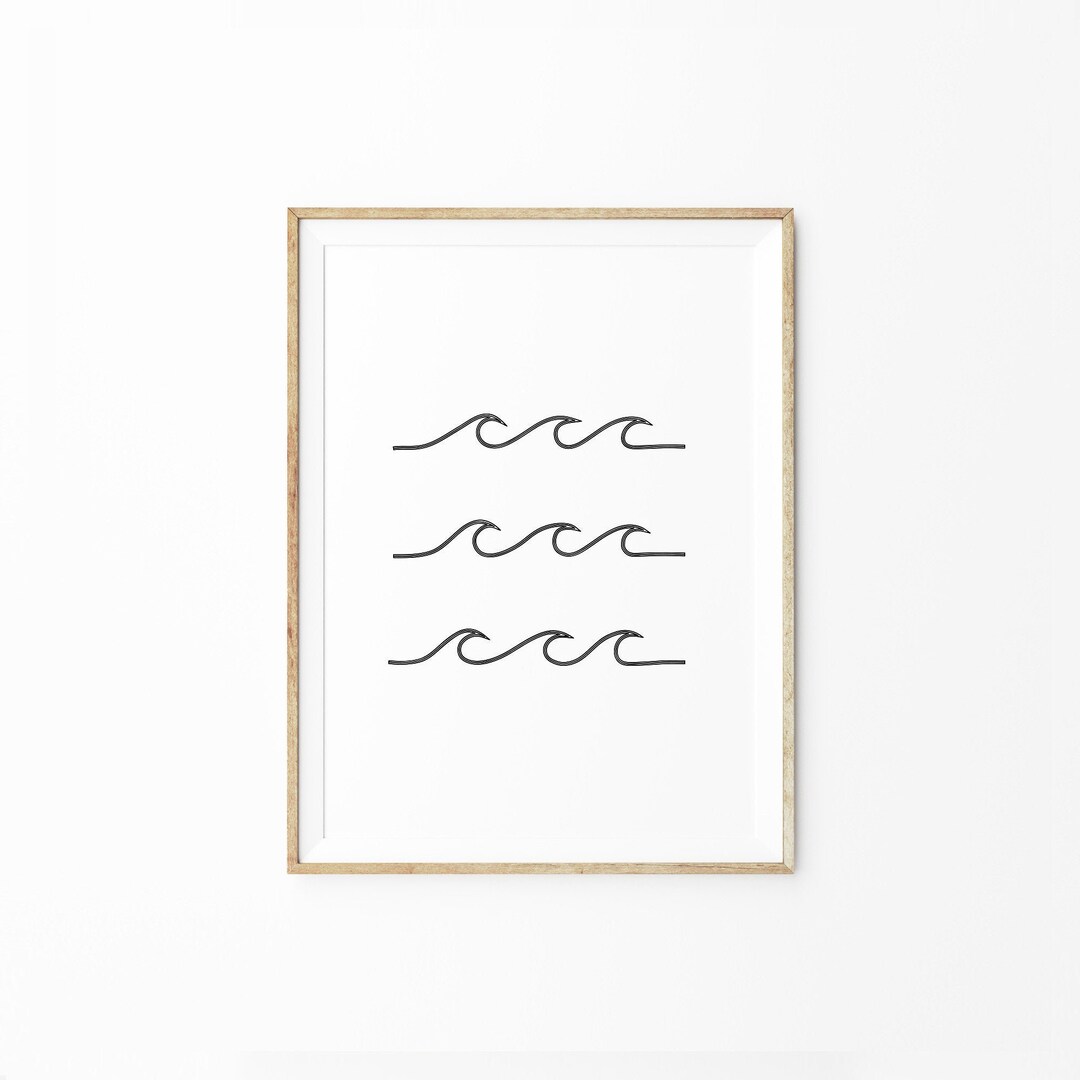 Waves Printable Wall Art, Black and White Printable Wall Art, Seaside ...