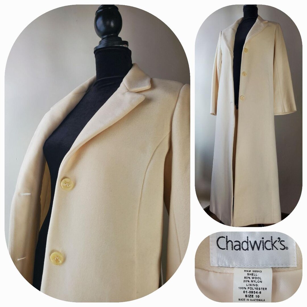 Vtg 90s Basic Instinct White Wool Trench Coat Maxi Long Ivory Blend Chadwick Medium Vintage - Etsy