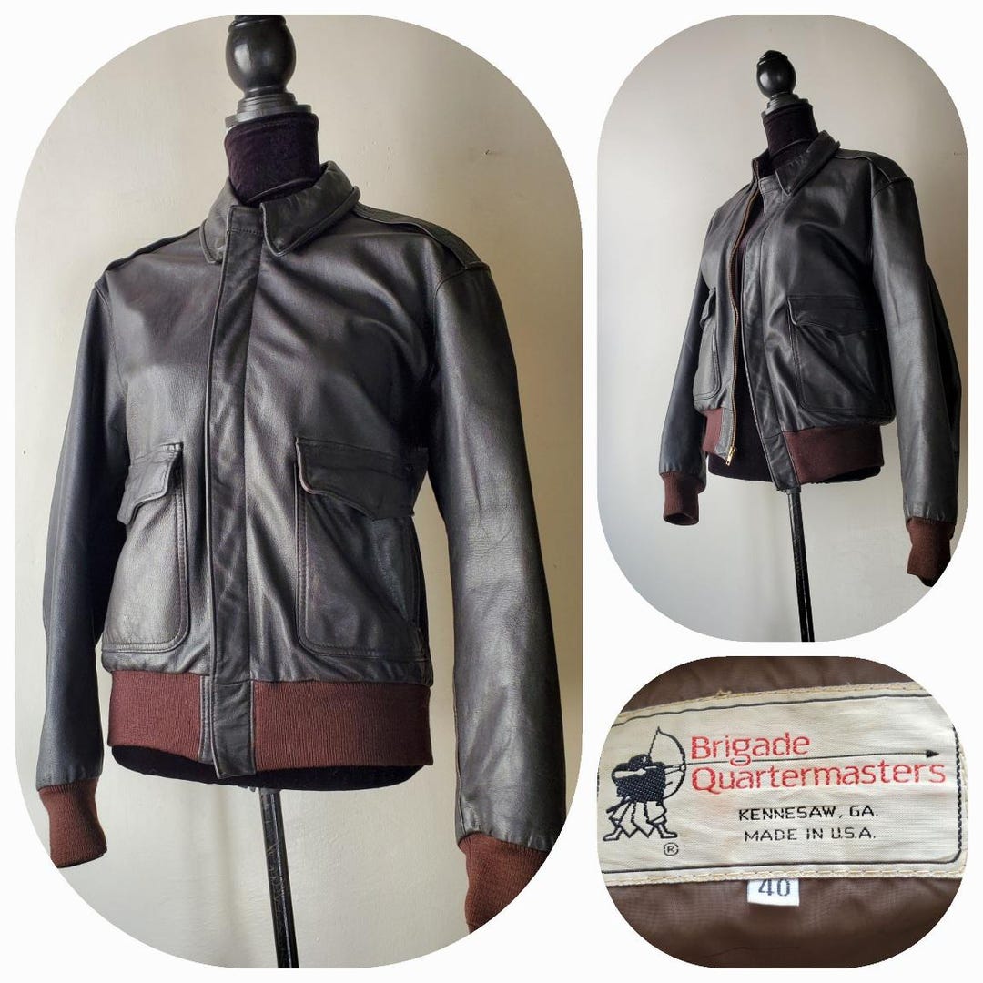 Vtg Brigade Quartermaster Bomber Goatskin 40 80s USA Gender Neutral ...