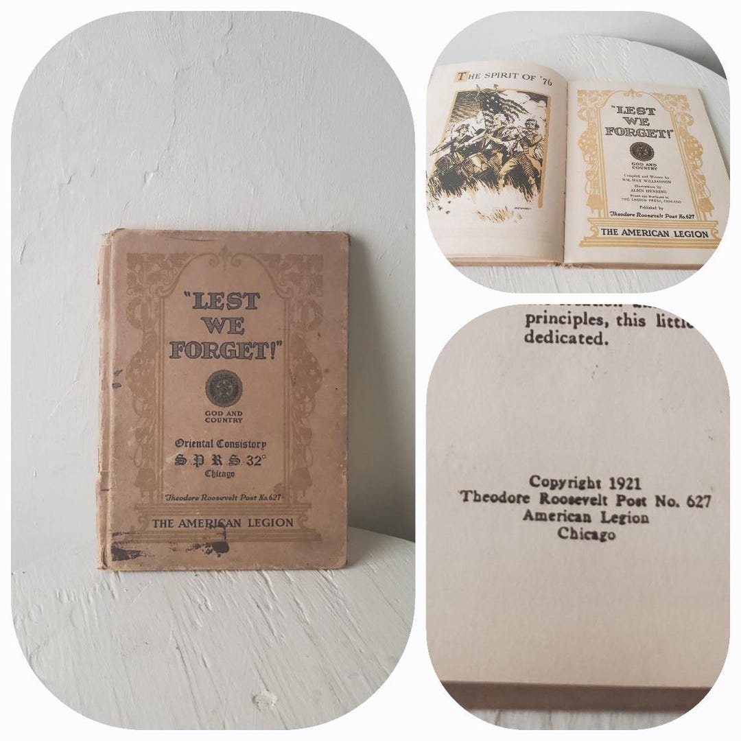 Antique Lest We Forget ! American Legion Book 1921 Worn Small Vintage ...