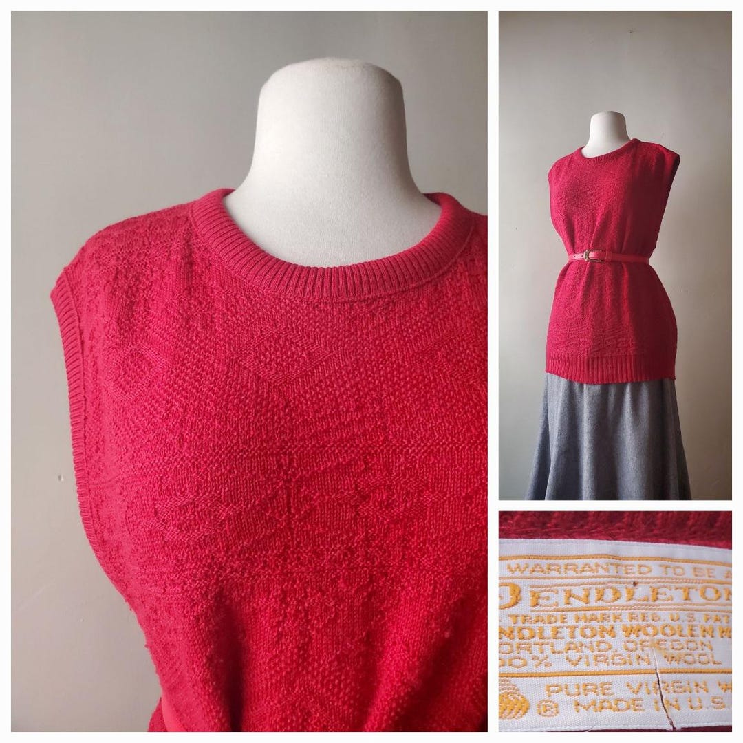 009 80s Pendleton Vest Red Wool Ladies Classic Academia Cozy Preppy - Etsy