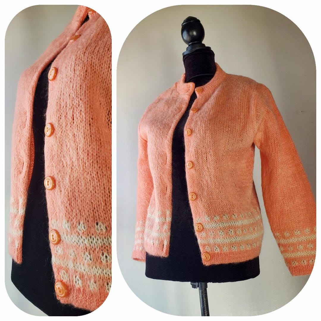 50s Shagora Pink Mohair Pandora Cardigan Peach Pastel Rockabilly 1950s ...