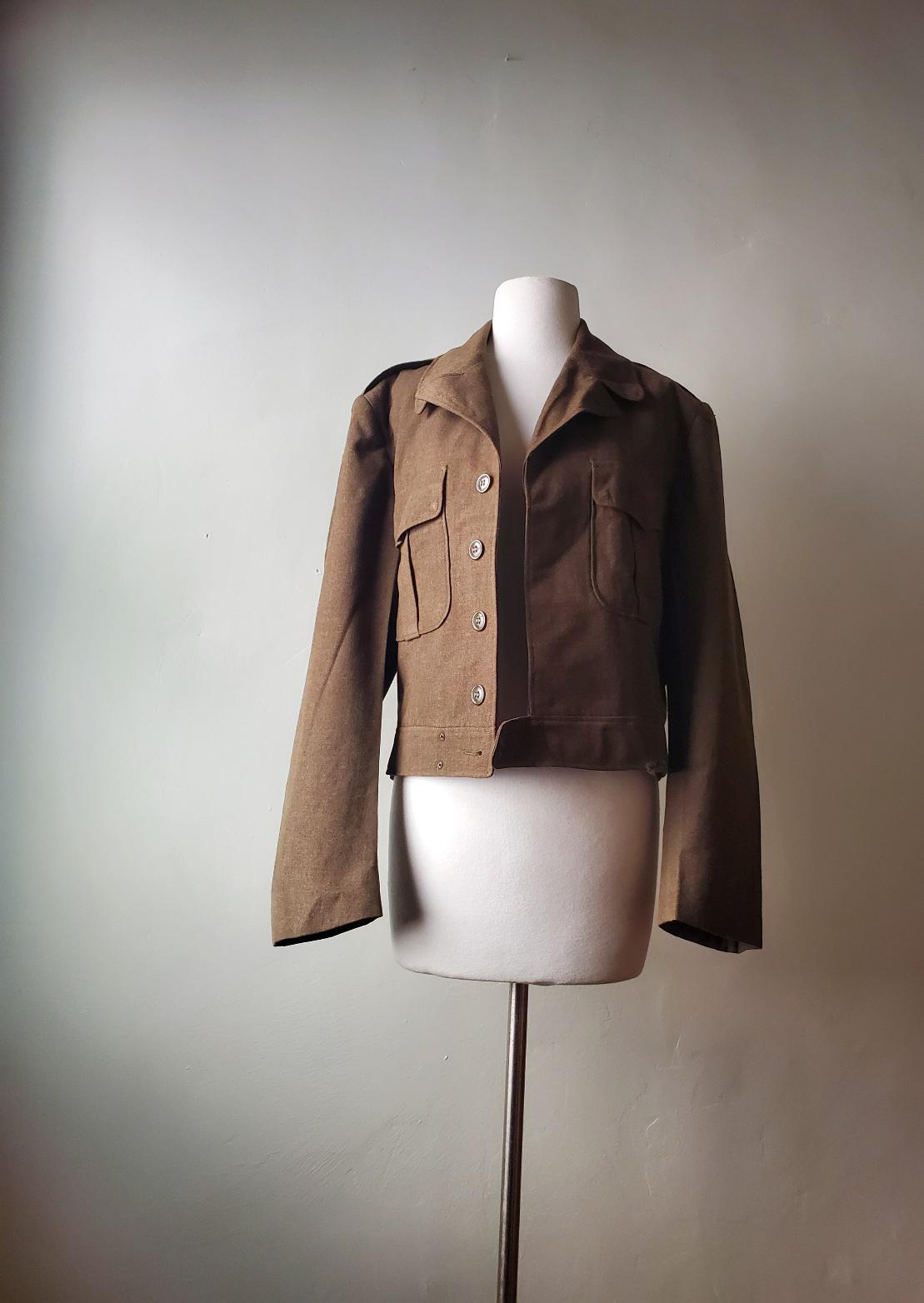50s Wool Army Jacket Mens 40 Khaki Green Unisex Gender Neutral Military ...