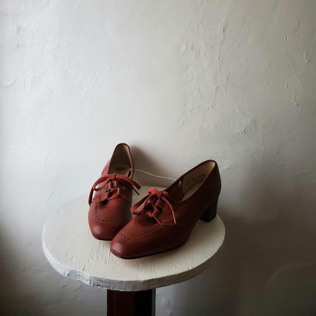 80s Does 60s Mod Shoes Lace Ups Secretary Geek Heels Oxford Deadstock ...