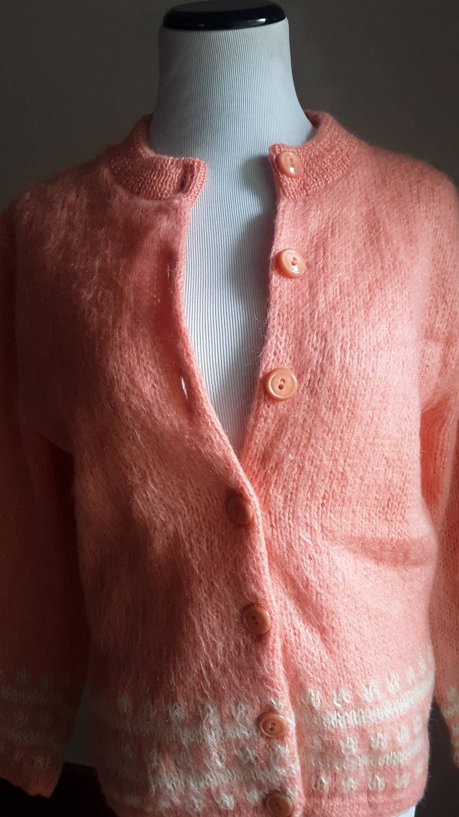 50s Shagora Pink Mohair Pandora Cardigan Peach Pastel Rockabilly 1950s ...