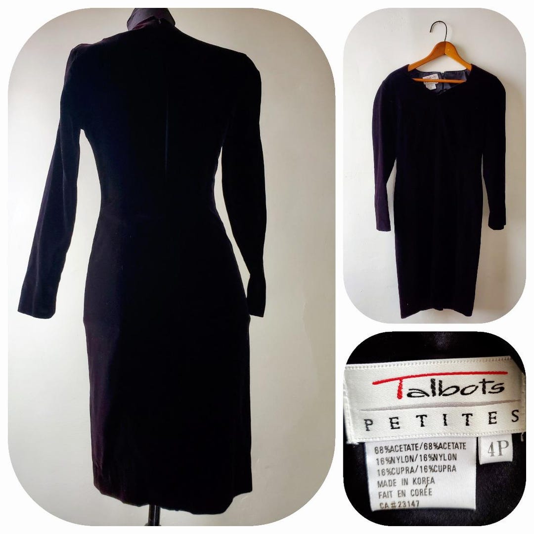 Y2K Black Velvet LBD Small Ladies Womens Talbots Short Mini Dress ...