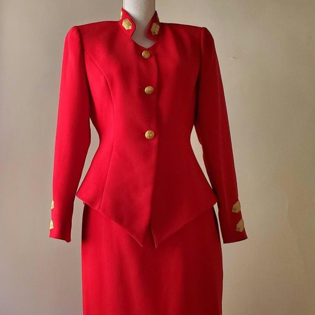80s Red Military Style Suit Ladies Michael Jackson Vtg Bicci Florine ...