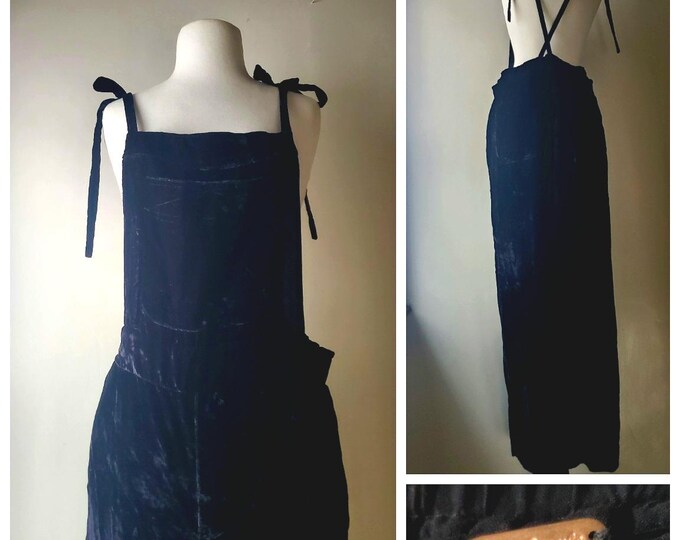 Free People Velvet Overalls Black Velveteen Criss Cross Back Medium ...