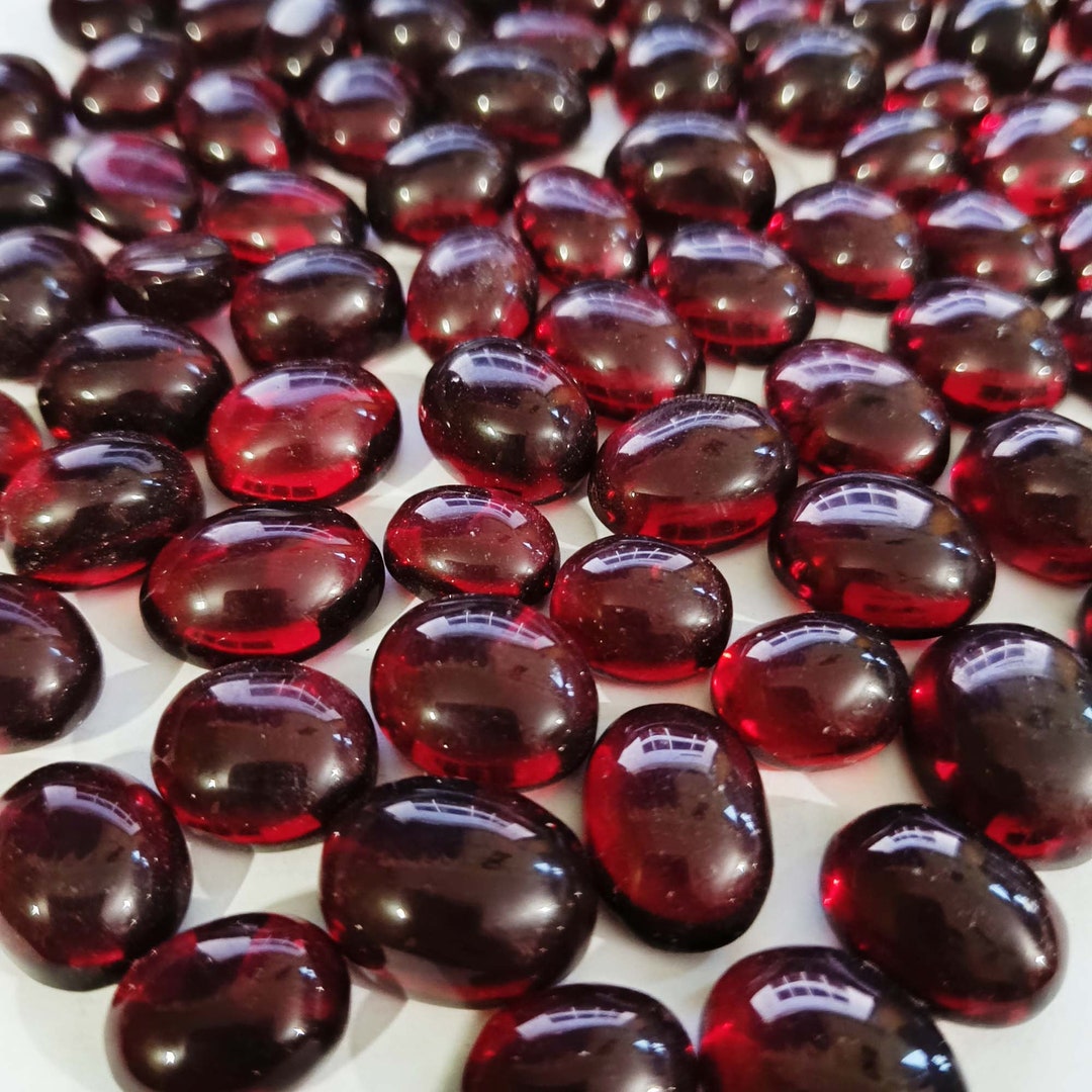 Red Garnet Color Glass Gemstones: Mixed Oval Sizes for Jewelry Making ...