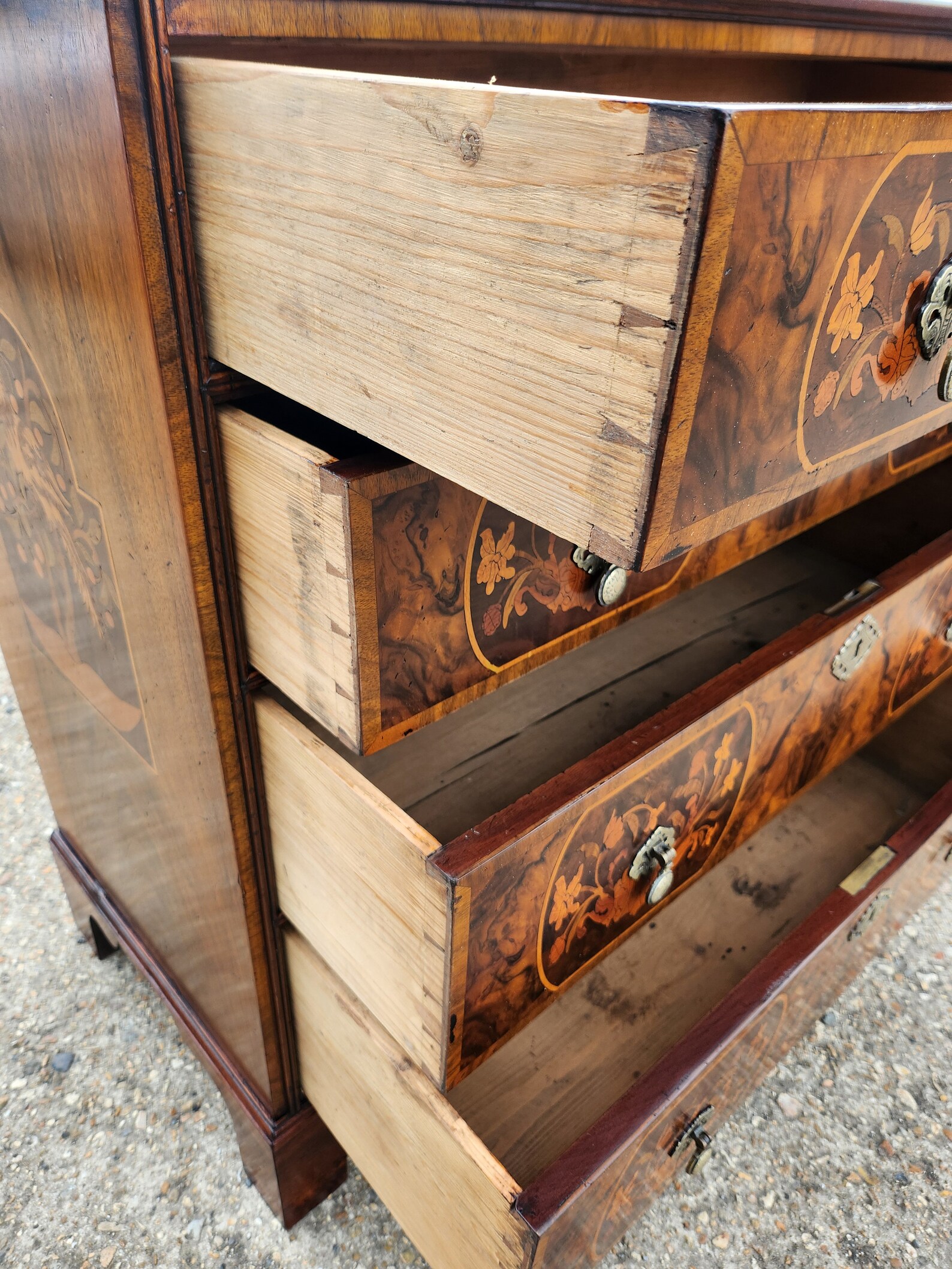 Antique William and Mary Revival Marquetry Chest of Drawers. - Etsy