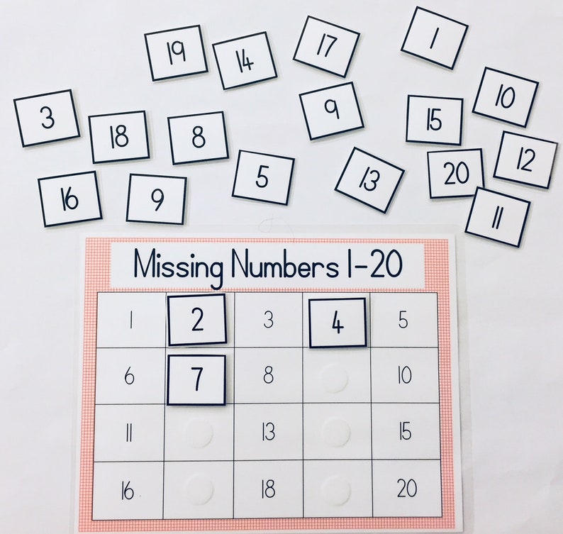 Missing Numbers 1-20 Learning Game-Educational | Etsy