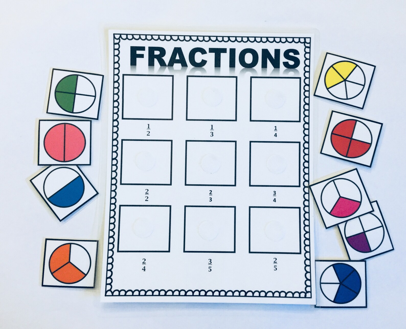 Fractions Game Learning Game-Educational Math Game-Preschool | Etsy