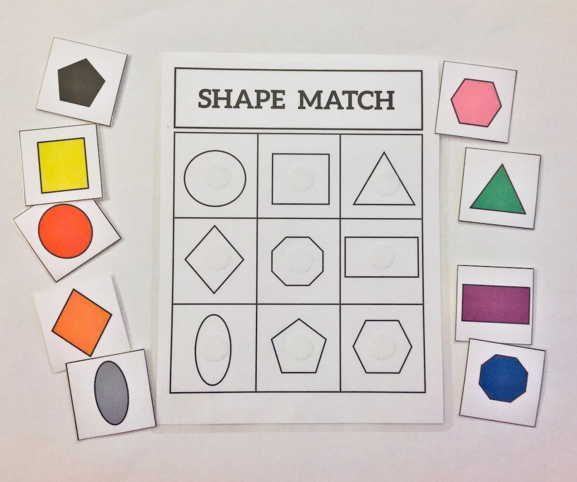 Shape Match Game Learning Game-Educational Math Game-Preschool | Etsy