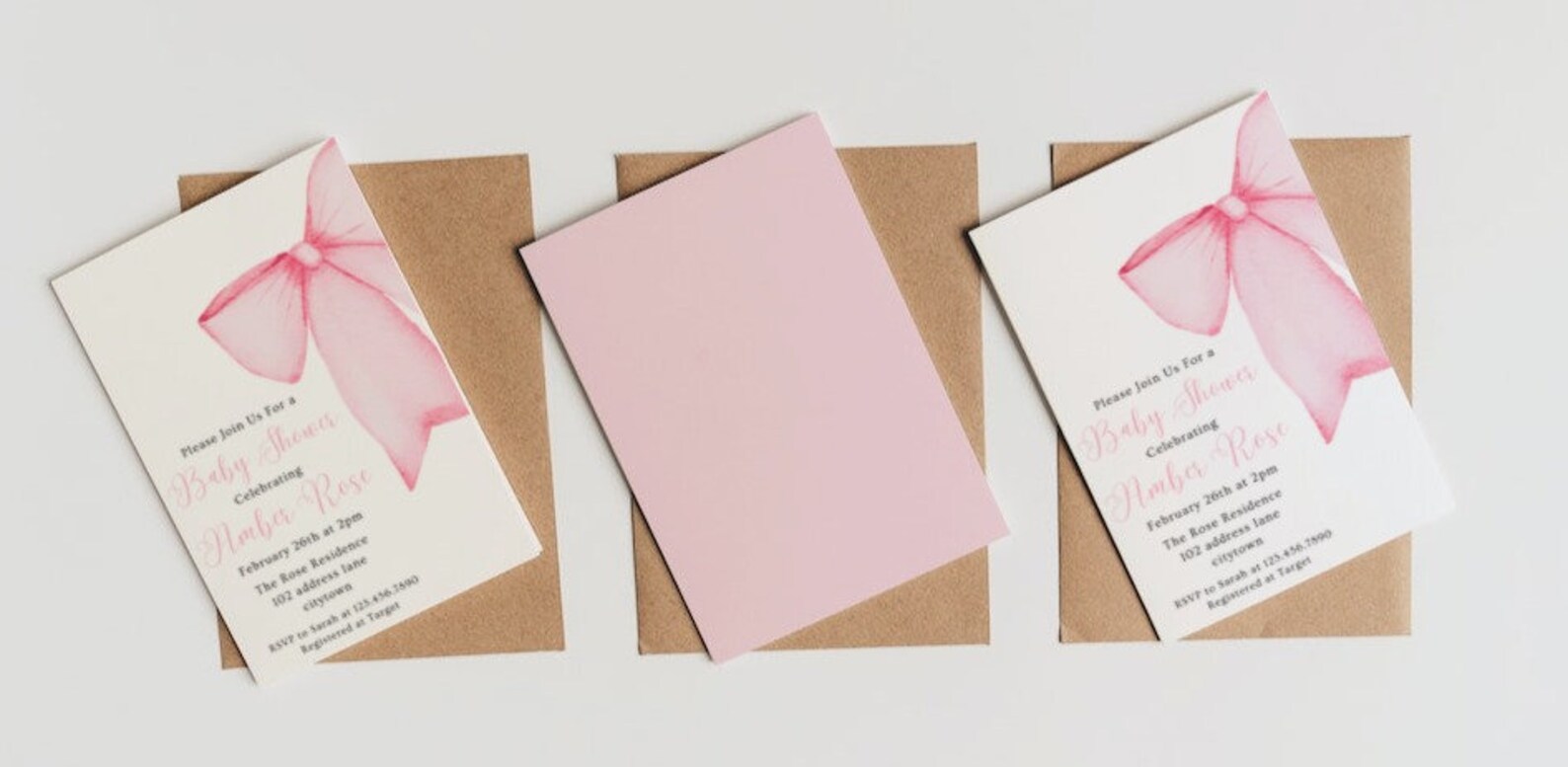 Preppy Pink Bow Baby Shower Invitation, Girl Baby Shower Invitations ...