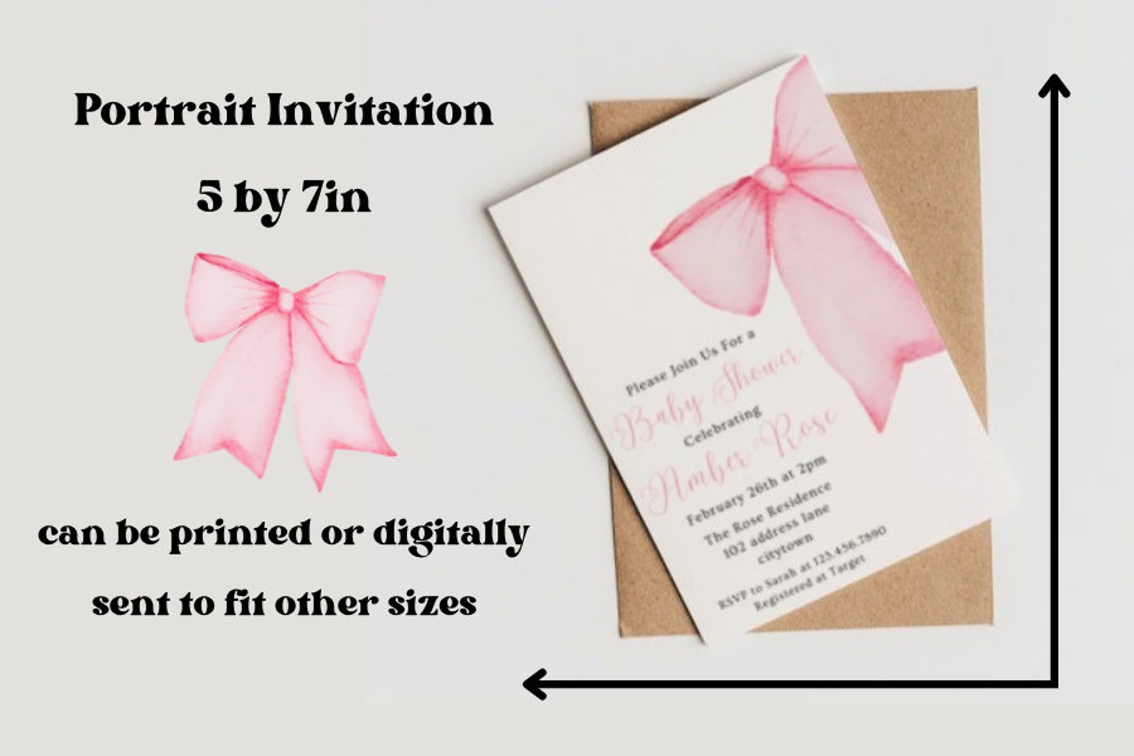 Preppy Pink Bow Baby Shower Invitation, Girl Baby Shower Invitations ...