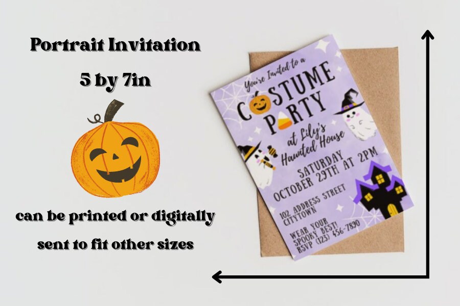 Editable Halloween Costume Party Invitation Spooky Cute Halloween ...