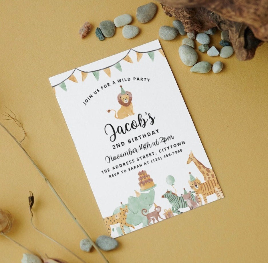 Editable Safari Party Invitation Safari Animal Invitation Jungle ...