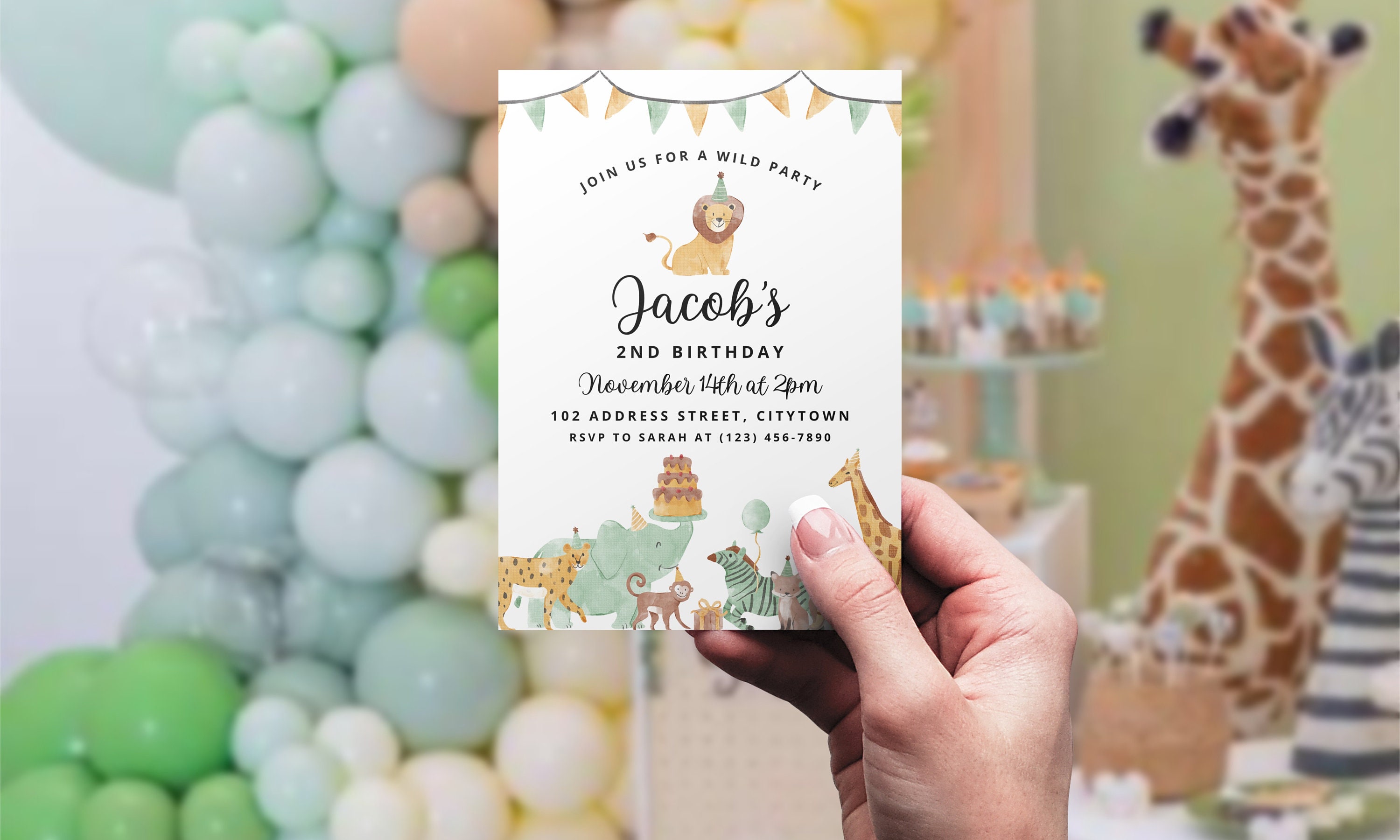 Editable Safari Party Invitation Safari Animal Invitation Jungle ...