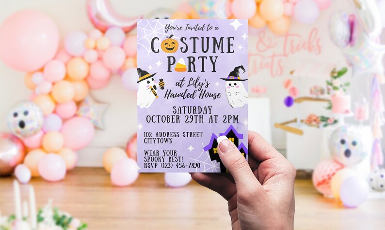 Editable Halloween Costume Party Invitation Spooky Cute Halloween ...