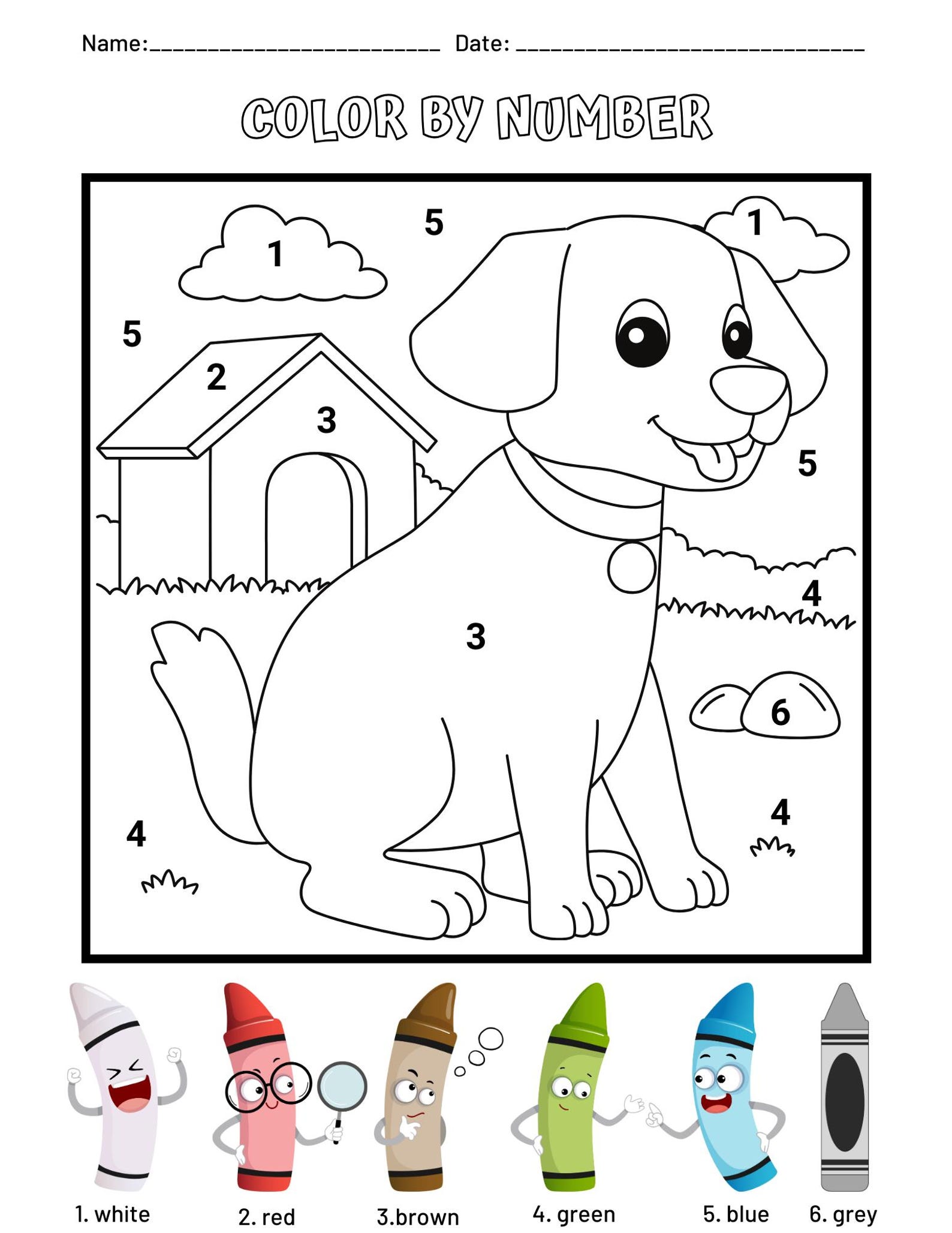 Color by Numbers | Owl and Dog Coloring Sheets | Educational Activity ...