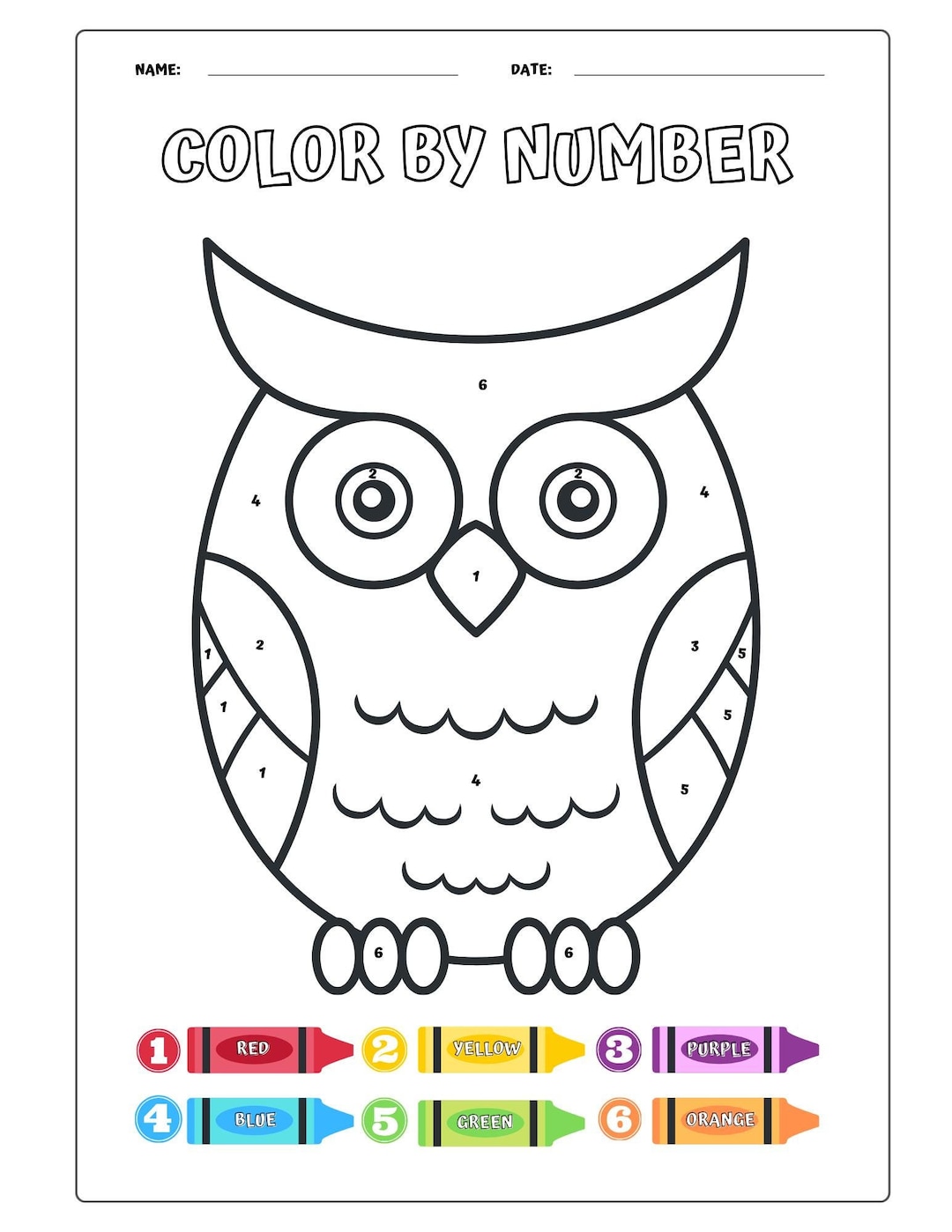 Color by Numbers | Owl and Dog Coloring Sheets | Educational Activity ...