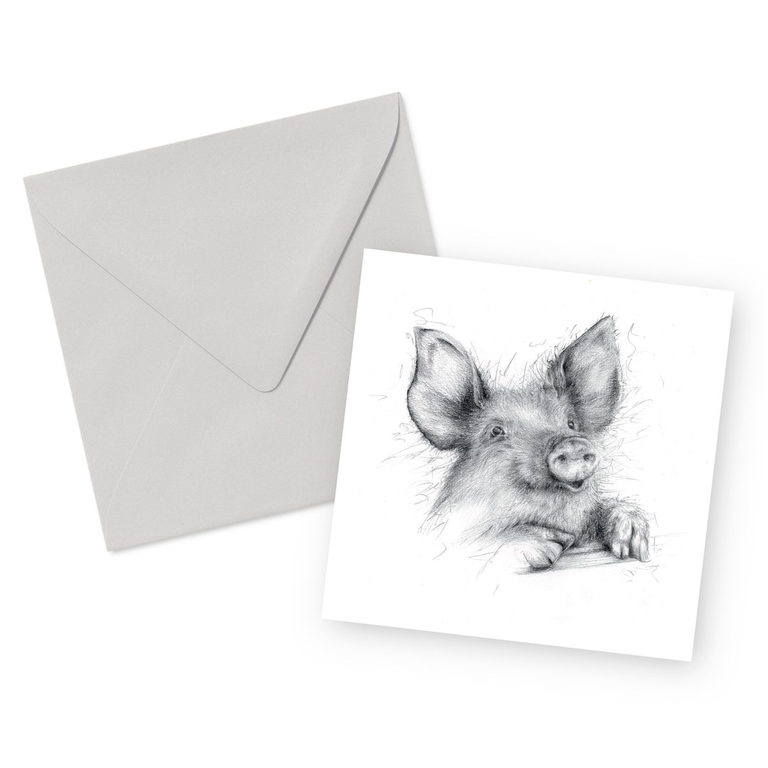 Pig Greeting Card Animal Cards - Etsy