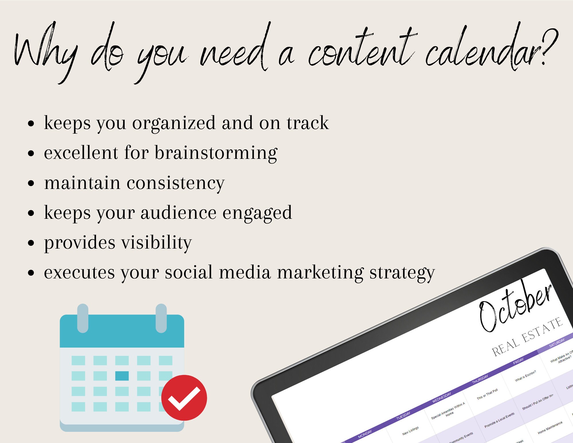 Real Estate Agent Content Calendar Agent Social Media Ideas Reusable ...