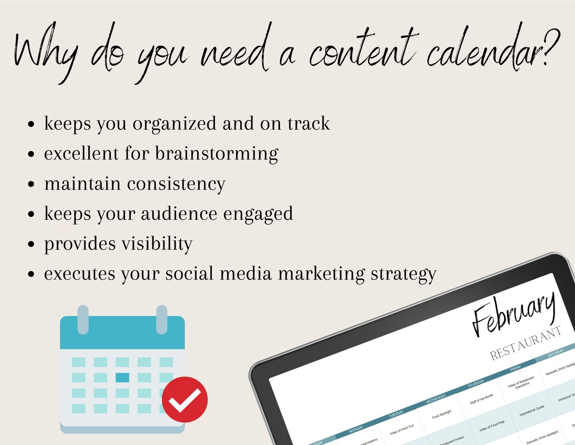 Restaurant Content Calendar | Food Social Media Ideas |reusable ...