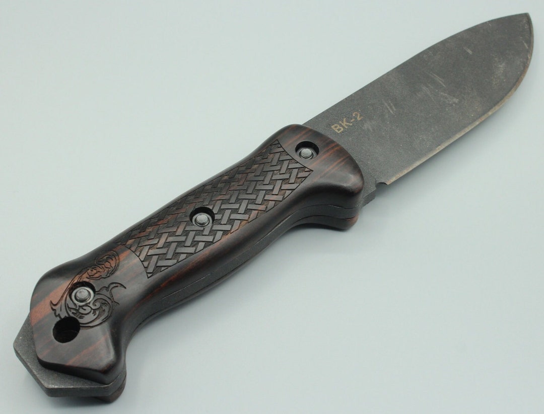 Wood Scales Handle for Kabar Becker BK2 BK7 BK9 BK22 BK32 Macassar ...