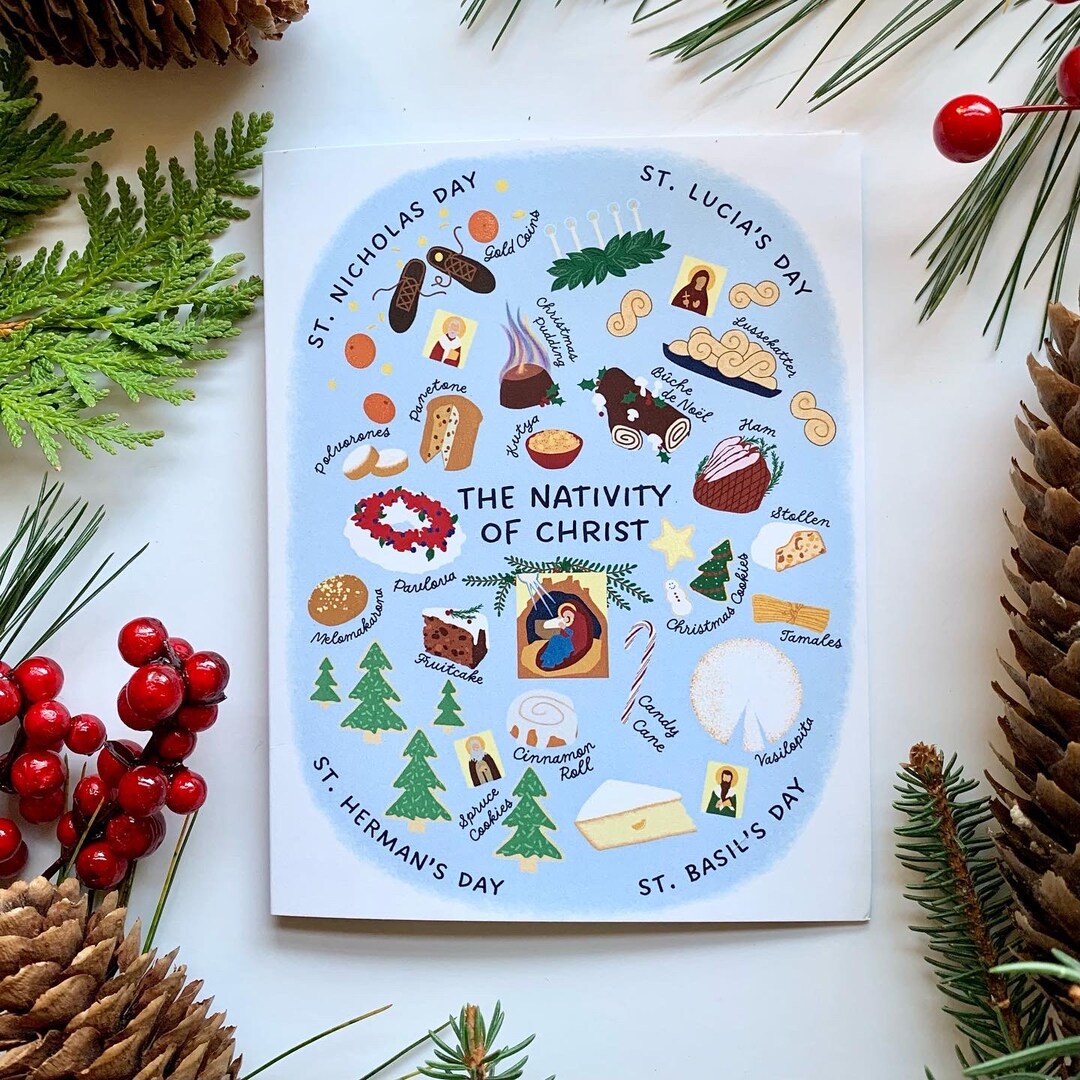 Festal Foods Christmas Card Set - Etsy