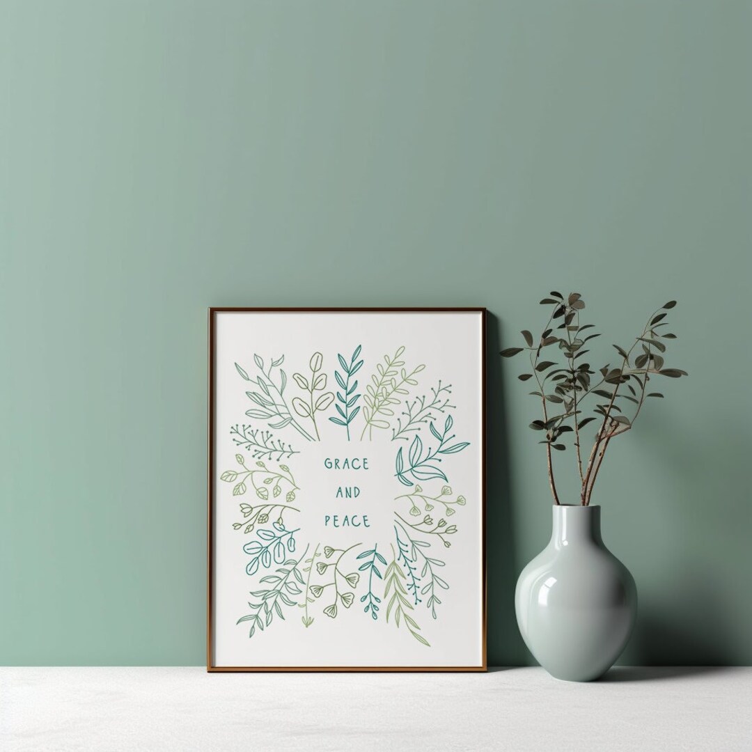Grace and Peace | Art Print | Floral Leaves | Nursery Decor | Cool ...