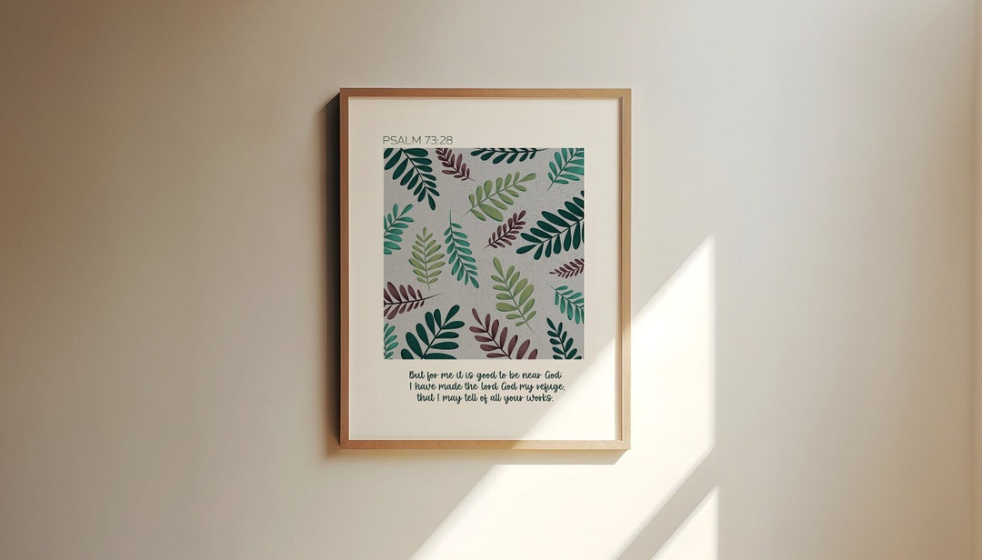 Psalm 73 | Leaf Print | God is My Refuge | Bible Art | Christian Print ...