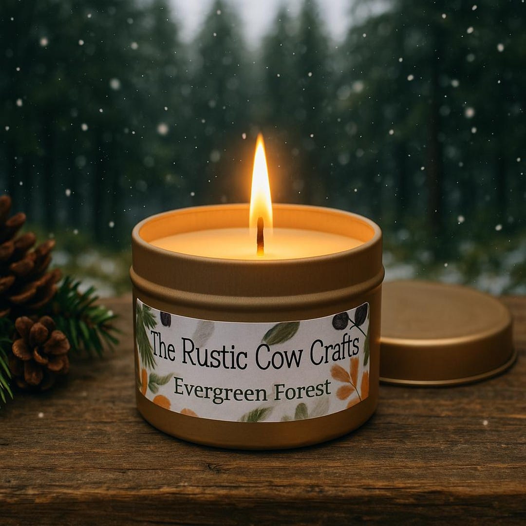 Evergreen Forest Soy Candle – Pine Tree Scent, Holiday Tin Candle ...