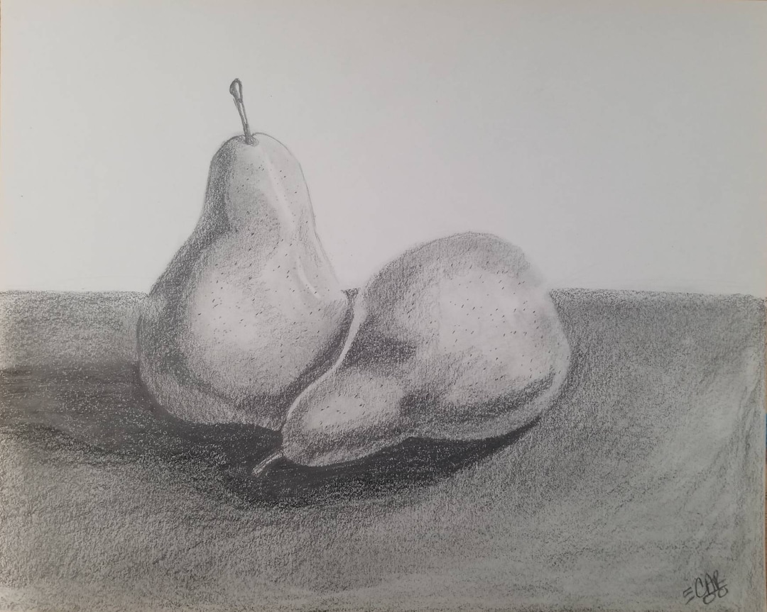 Pears, Drawing, Sketch, Fruit, Still Life, Wall Art, Home Decor, Gray ...