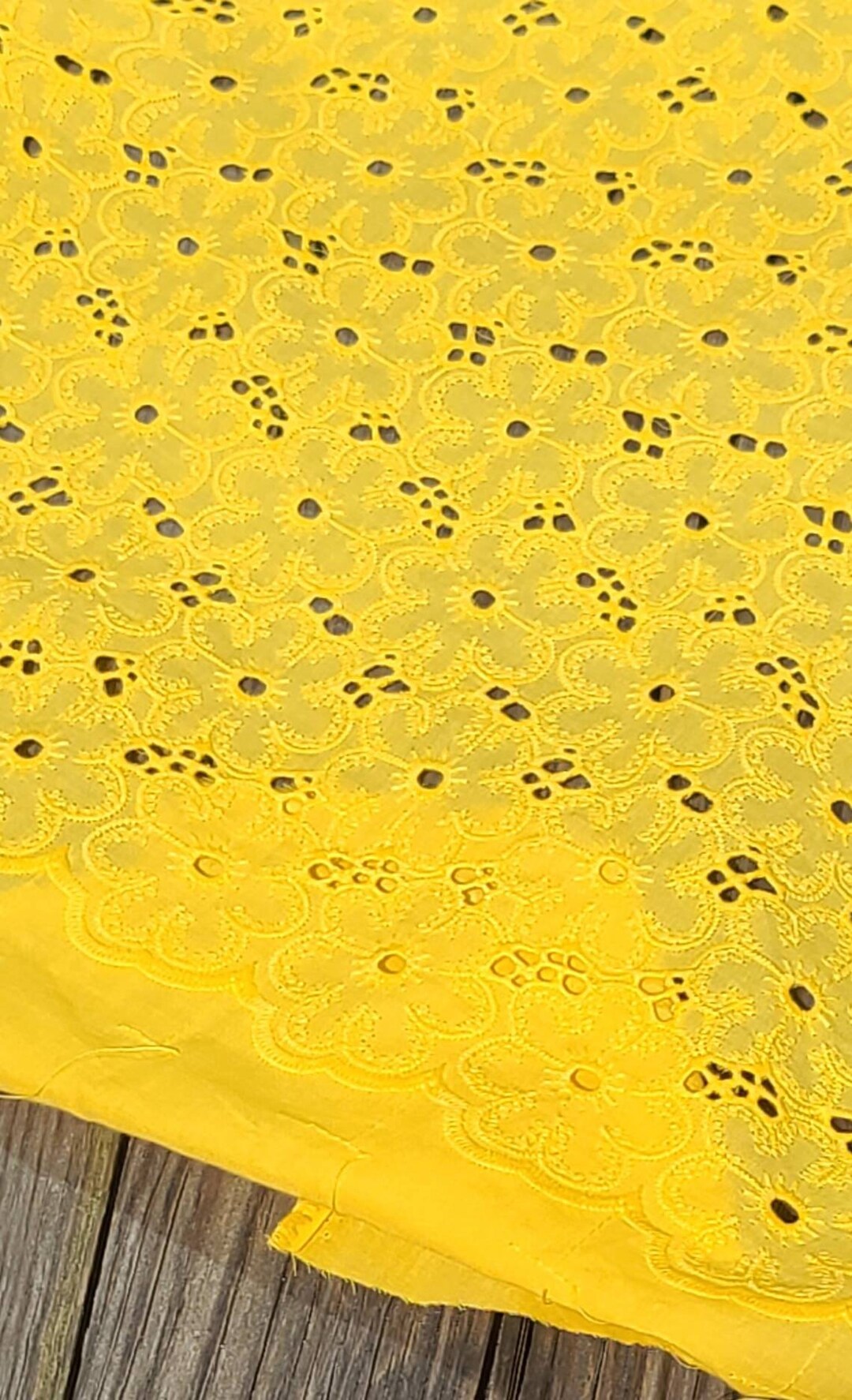 Yellow Cotton Flower Design Eyelet Fabric - Etsy