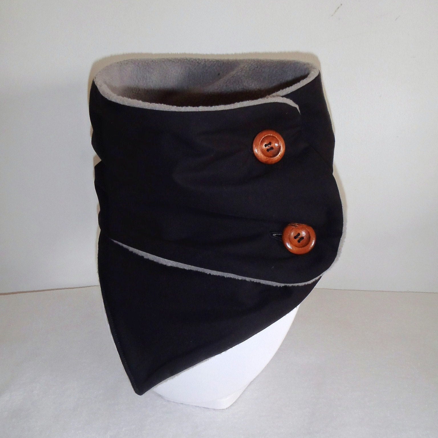 Black Fleece Neckband Winter Neck Patch Button Scarf Chic - Etsy UK