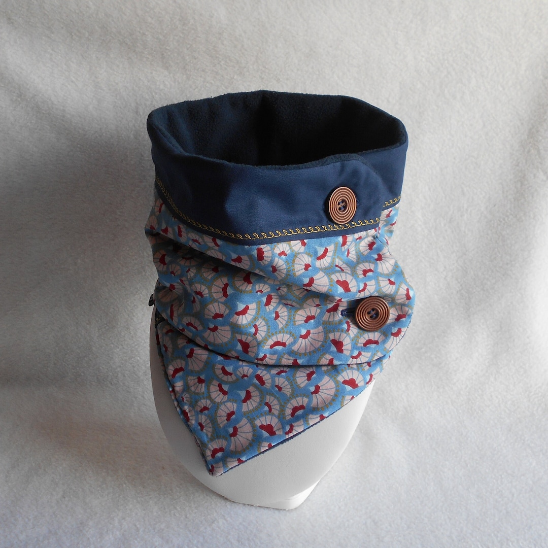 Polar Neck Warmer, Winter Neck Warmer, Button Scarf, Chic Winter Collar ...