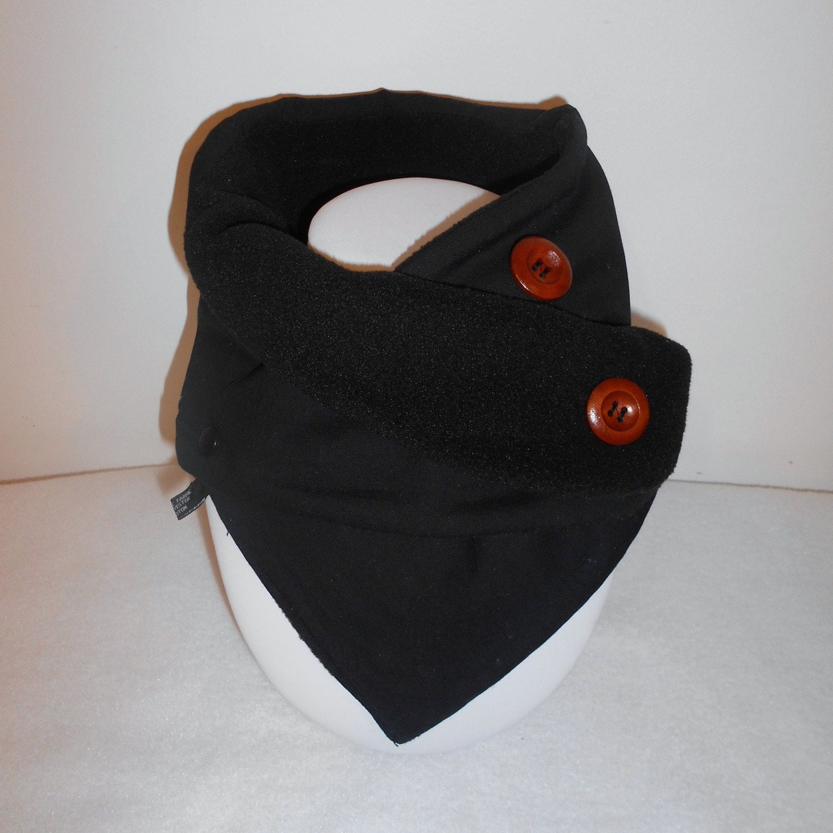 Black Fleece Neckband Winter Neck Patch Button Scarf Chic - Etsy UK