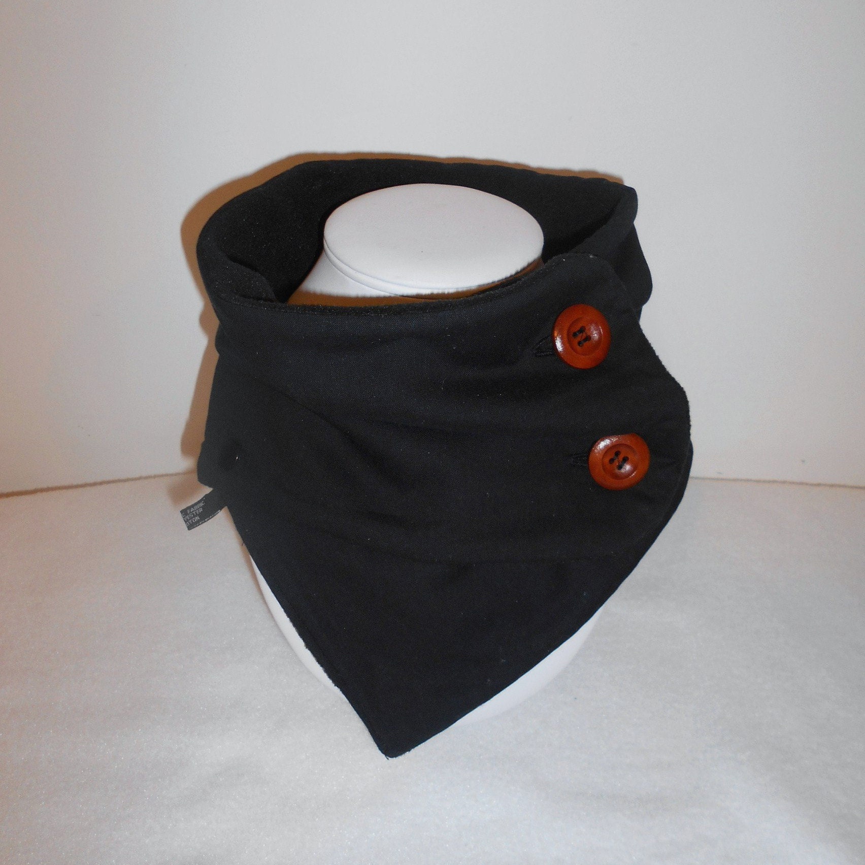 Black Fleece Neckband Winter Neck Patch Button Scarf Chic - Etsy UK