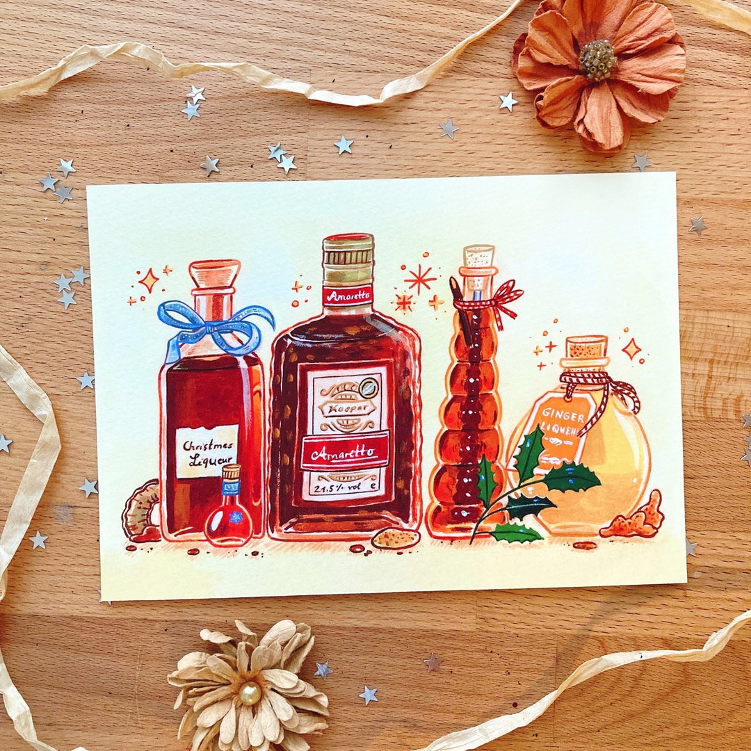 Art Print, Cotton Paper - Liqueur Feast - Christmas Themed Artprint ...
