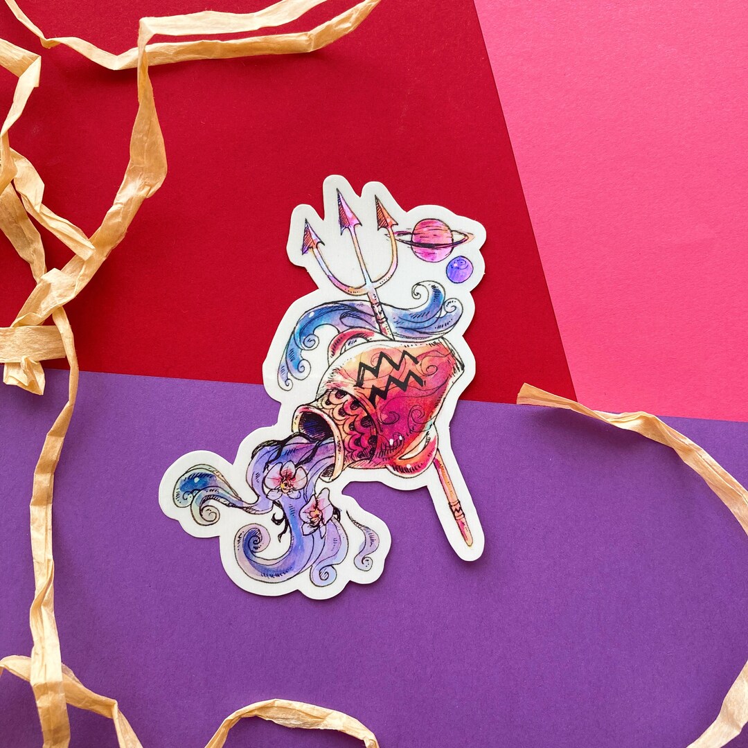 Aquarius Sticker Set, Holographic Vinyl - Horoscope, Zodiac, Star Signs ...