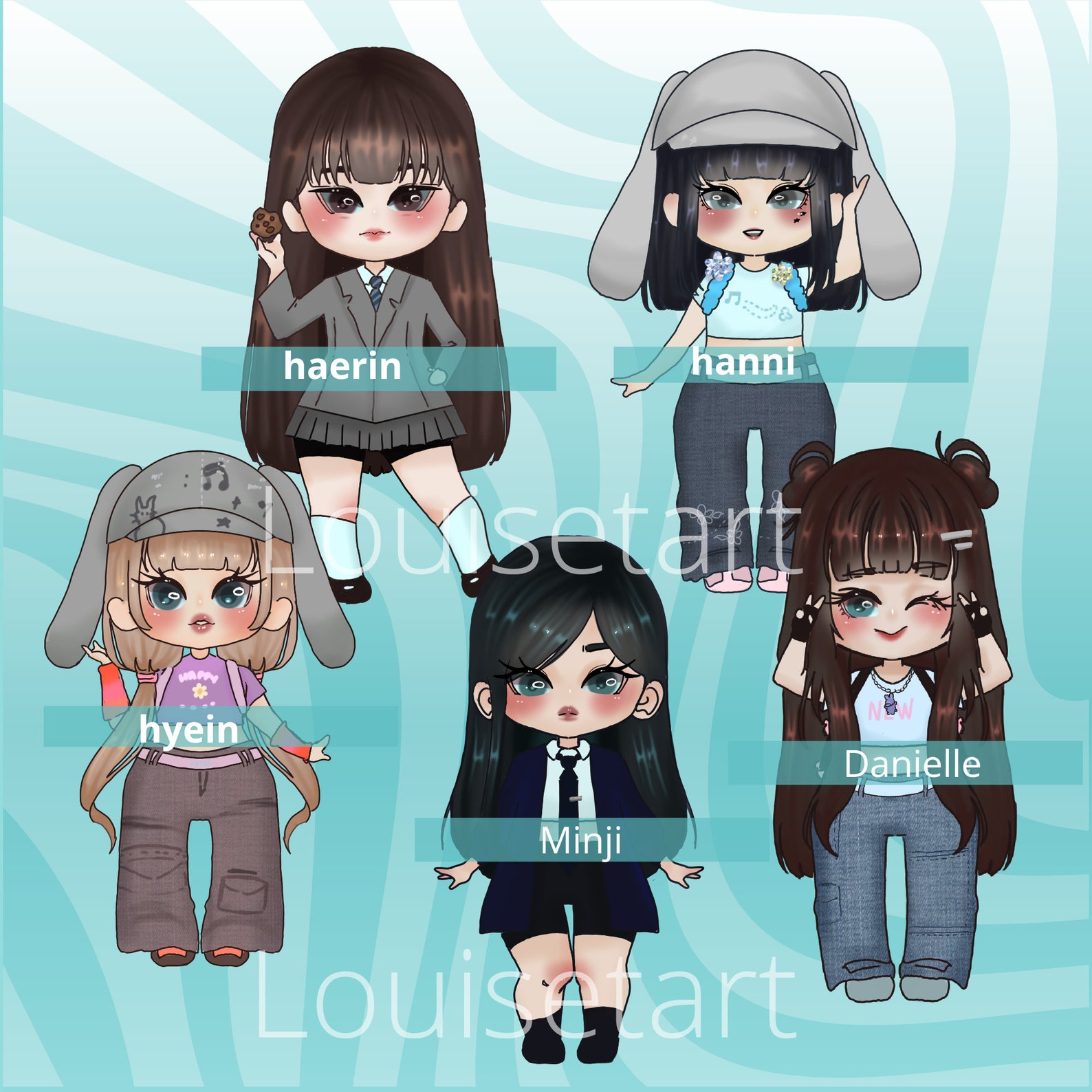 Newjeans Kpop Clipart custom kawaii chibi Cute Printable New Jeans ...