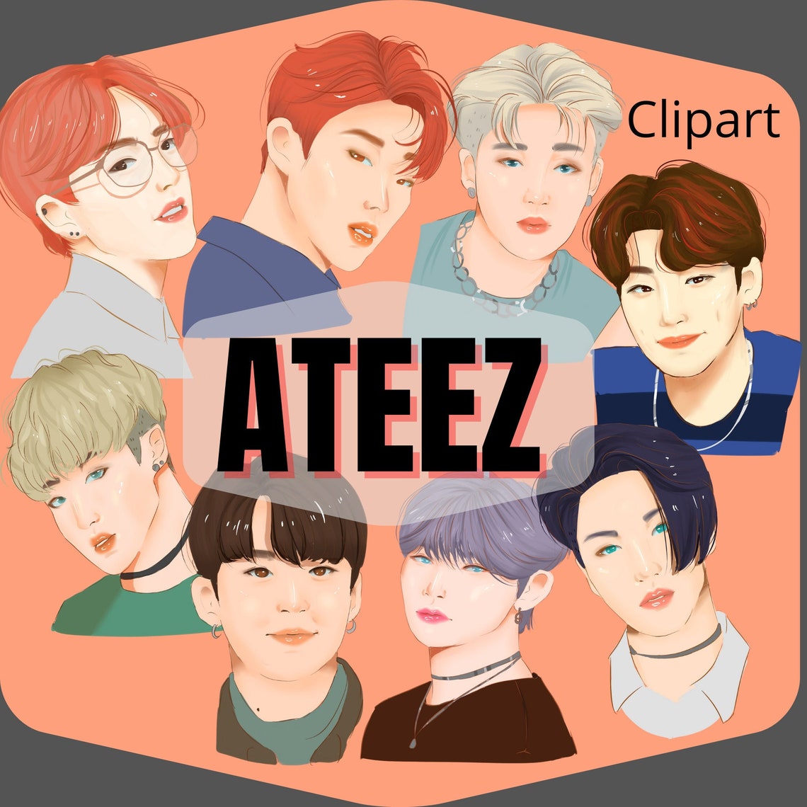 ATEEZ Clip Art Clipart Kpop Printable Ateez San Mingi Atiny - Etsy
